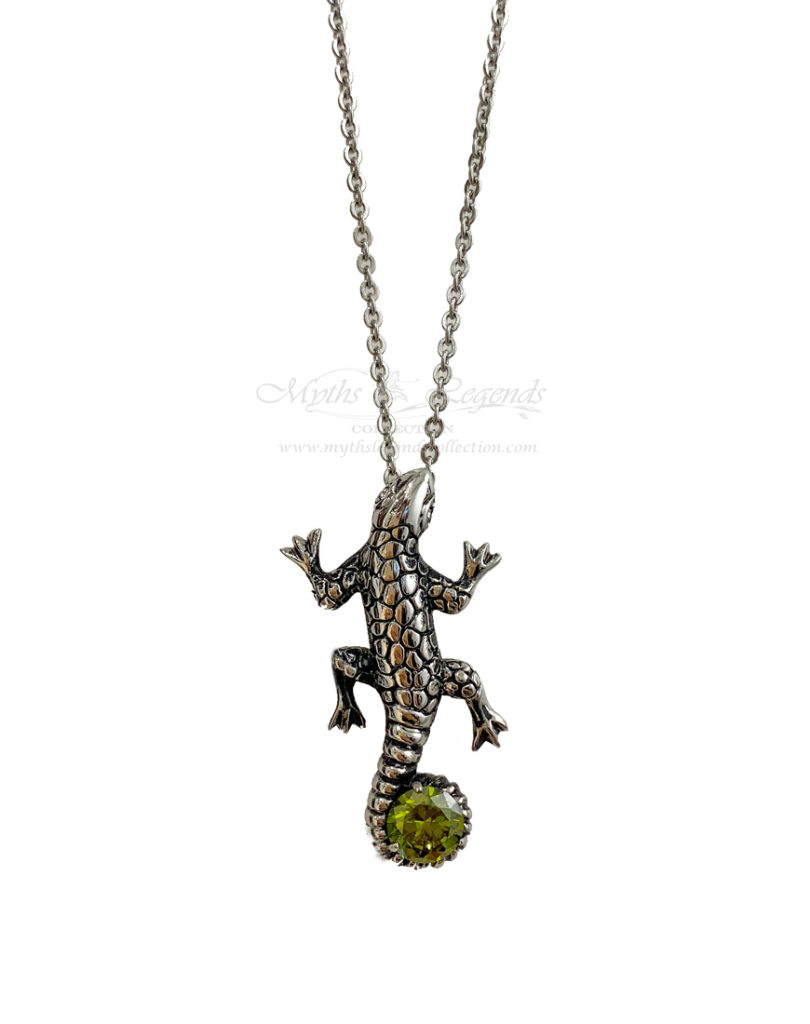 Lizard with Green Crystal (Stainless Steel Jewellery) – Myths & Legends ...